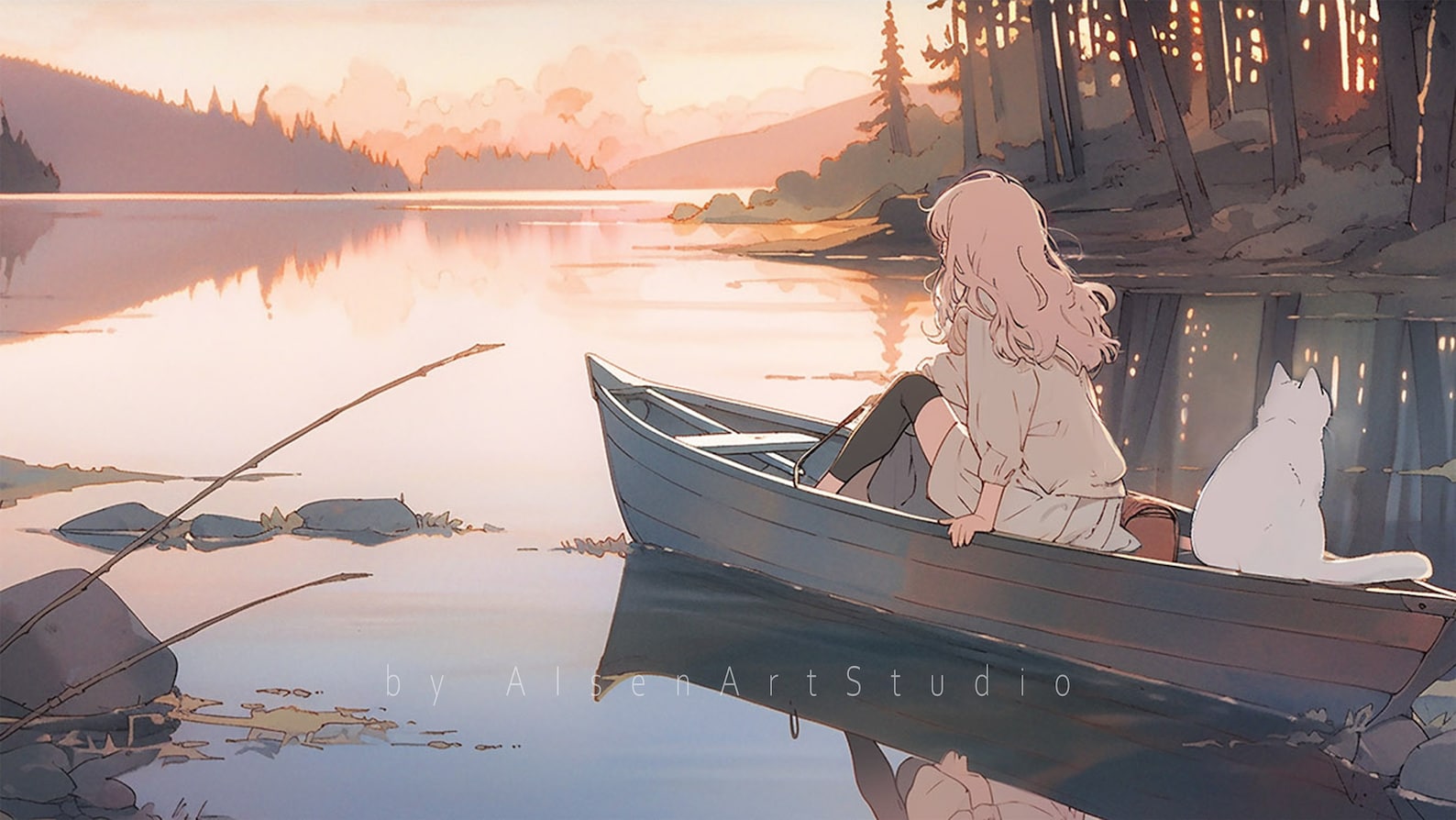 Lake Serenity | Lofi Art, Printable Wall Art, Instant Download Art ...