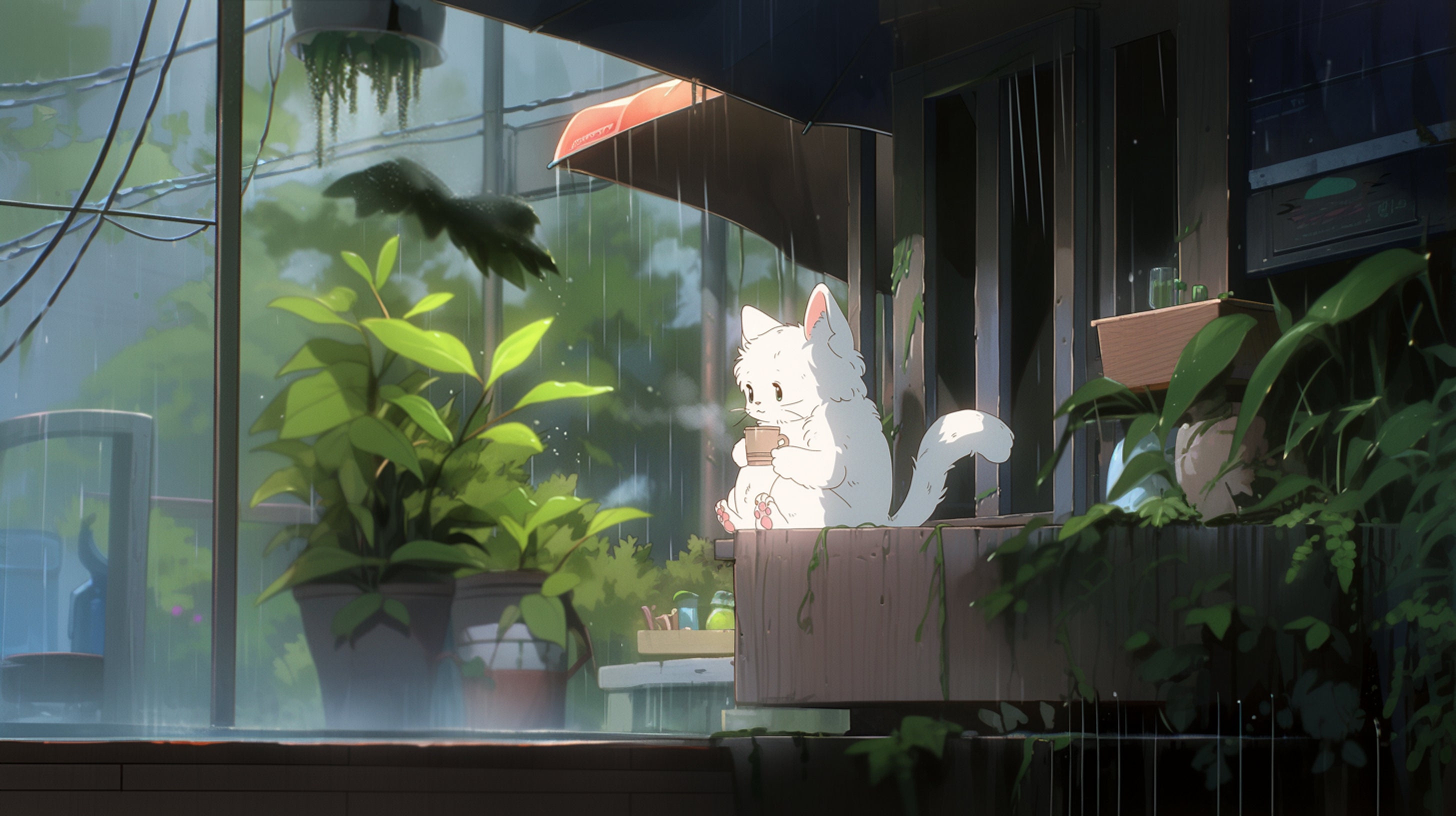 Summer Rain Lofi Art, Printable Wall Art, Instant Download Art ...