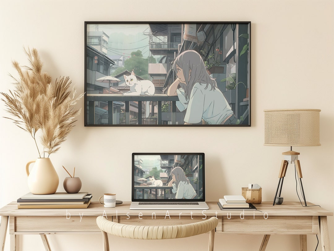 Rooftop Rain | Lofi Art, Printable Wall Art, Instant Download Art ...