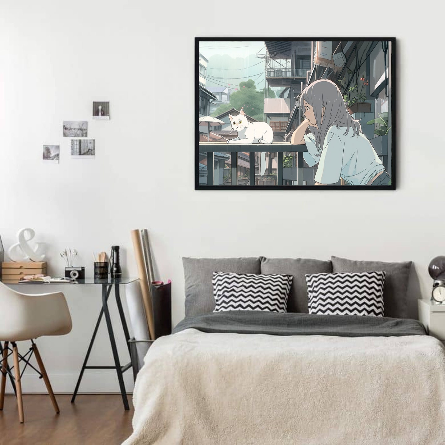 Rooftop Rain Lofi Art, Printable Wall Art, Instant Download Art ...