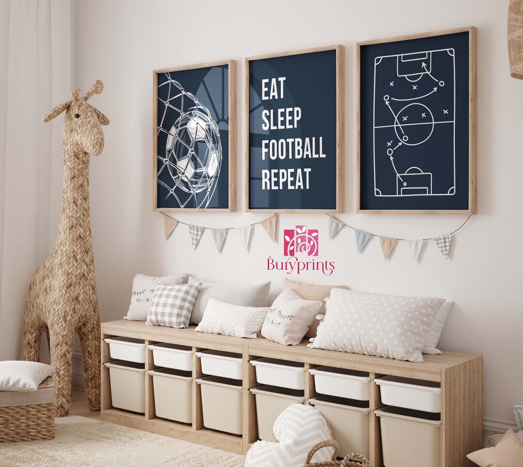 Football Wall Art Prints, Football Poster, Teen Boys Bedroom Decor, Set ...