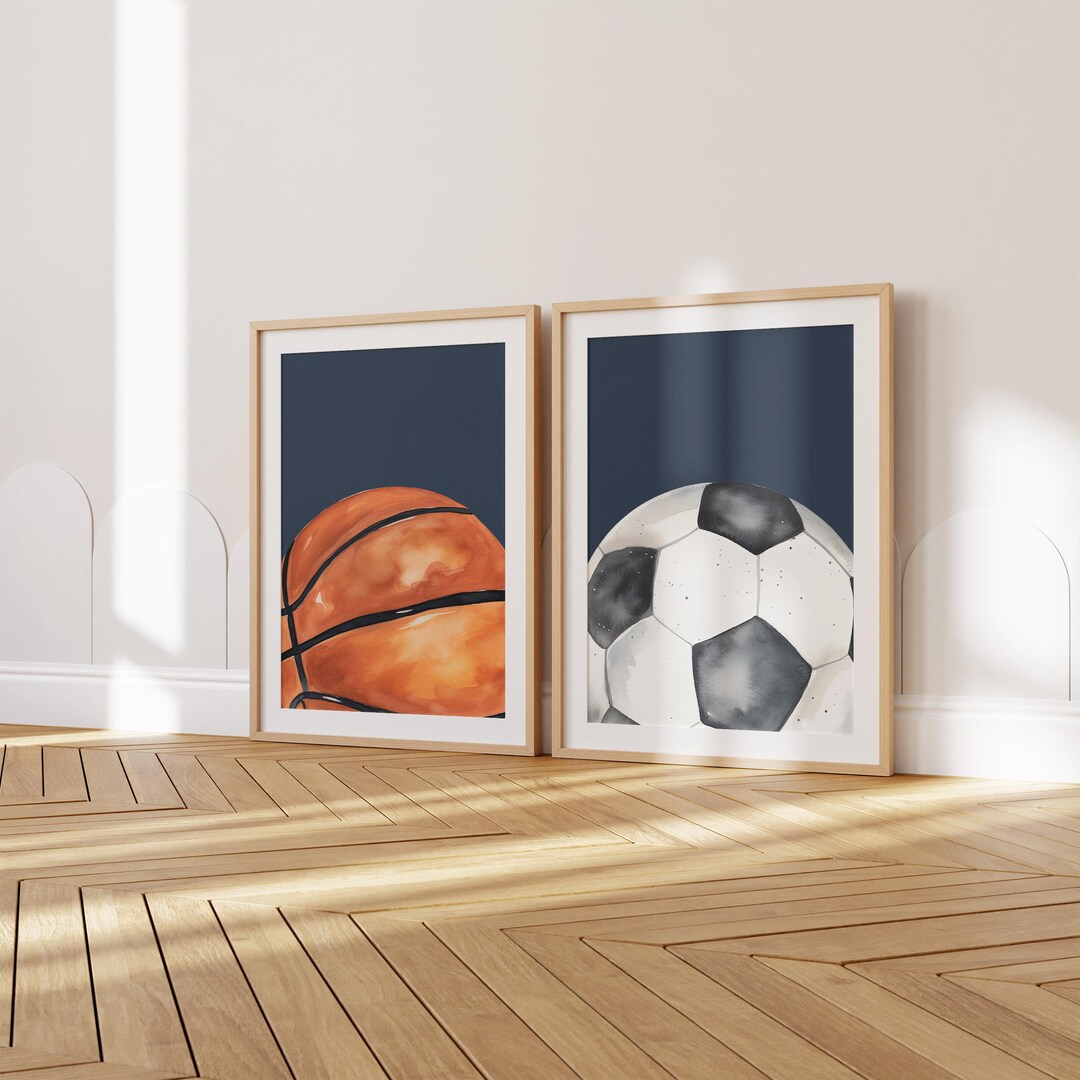 Sports Wall Art Set, Basketball and Soccer Prints (digital Download) - Etsy