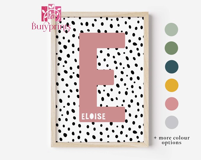 Custom Initial Print, Initial Wall Art, Boys Bedroom Decor, Green ...