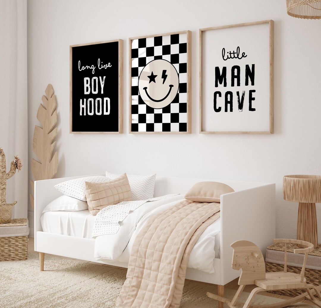 Modern Boyhood Wall Art Set – Black & White Prints for Boys’ Room - Etsy