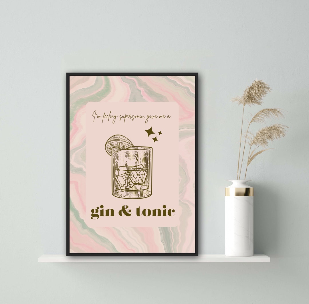 DIGITAL ART Supersonic Gin and Tonic Quirky Art Gin & Tonic Mauve ...