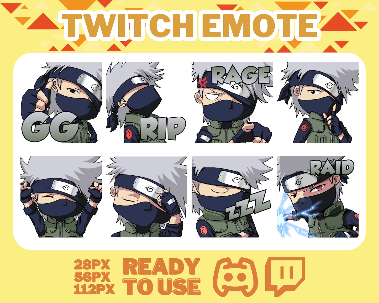 Anime Emotes, Shinobi Sensei Emote, Manga Cartoon Cute Emotes, Twitch ...
