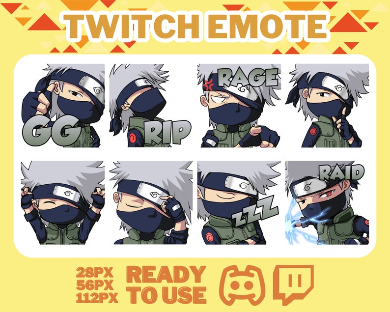 Anime Emotes, Shinobi Sensei Emote, Manga Cartoon Cute Emotes, Twitch ...