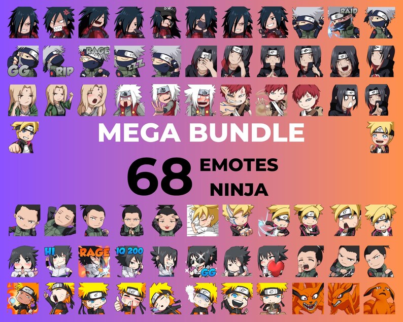 Anime Emote Packs, Emote Bundles,chibi Ninja Emotes,shinobi Emotes ...