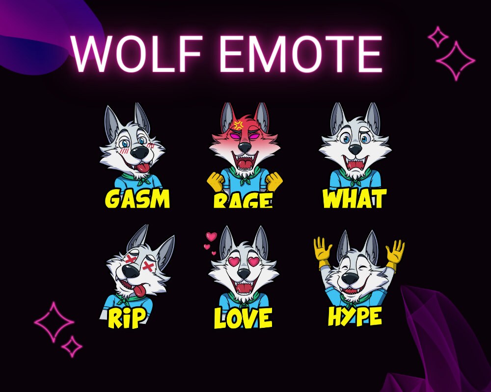 Anime Emotes Wolf Emote Manga Cartoon Cute Emotes Twitch - Etsy
