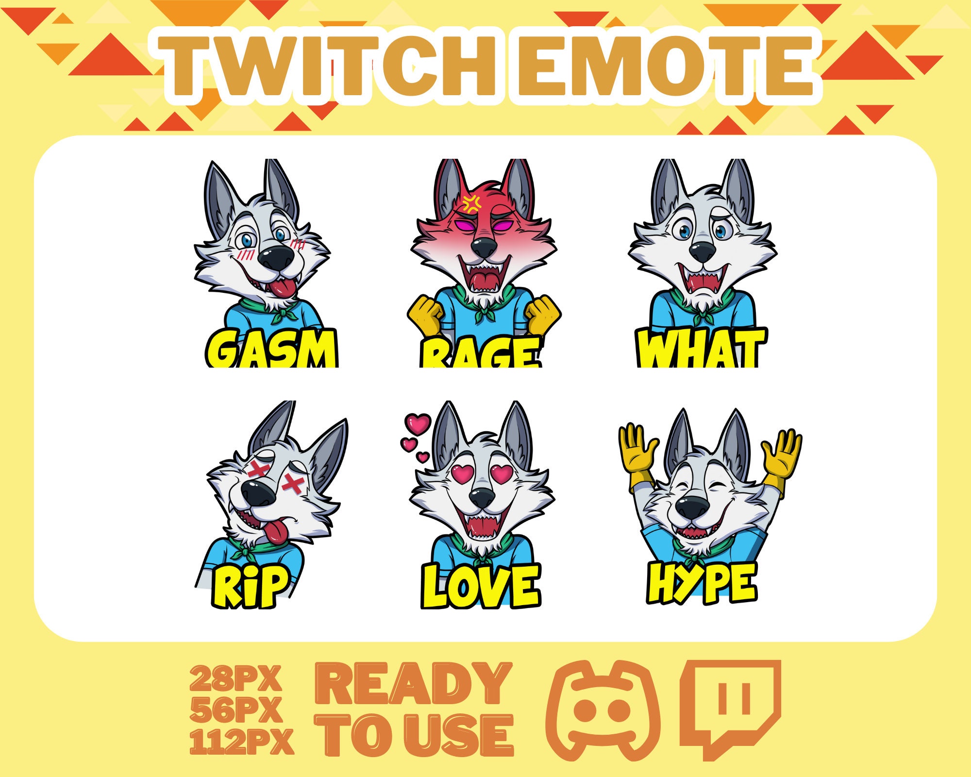 Anime Emotes, Wolf Emote, Manga Cartoon Cute Emotes, Twitch Emotes ...