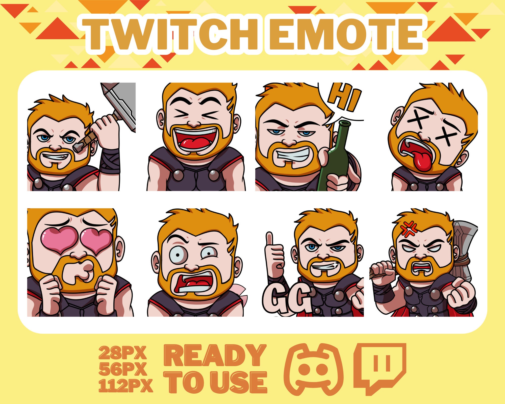 Hammer Hero Emote, Emote Pack, Manga Emote, Cartoon Emote, Anime Twitch ...