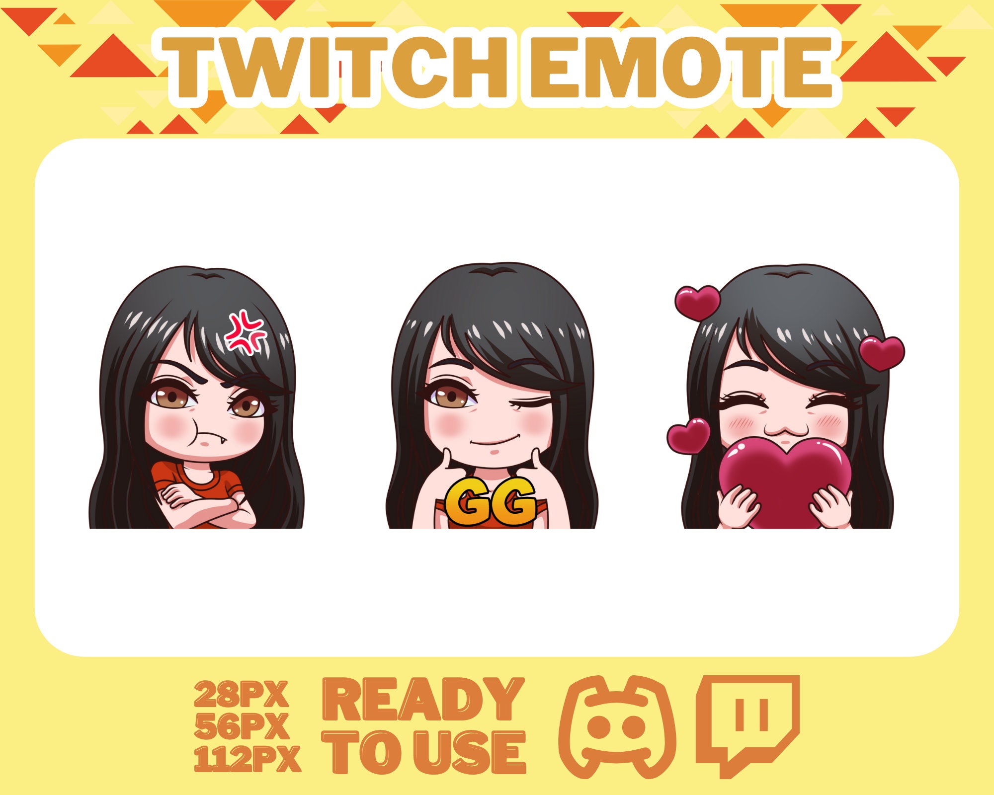 Emotes de dibujos animados, Chibi Girl, Manga Cartoon Cute Emotes ...