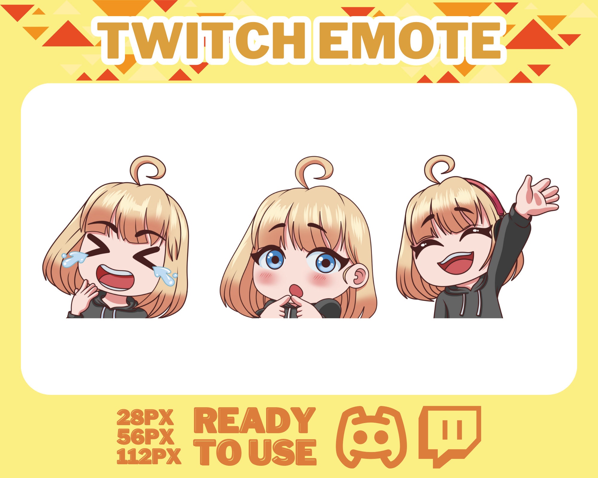 Cartoon Emote, Chibi Girl, Manga Cartoon Cute Emotes, Twitch Emotes ...