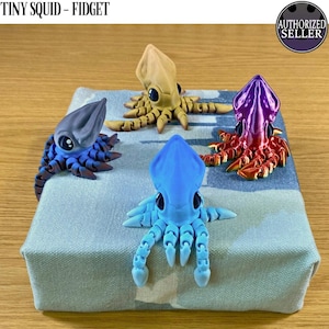 3D Printed Tiny Squid - Articulated - Fidget Gift - Etsy