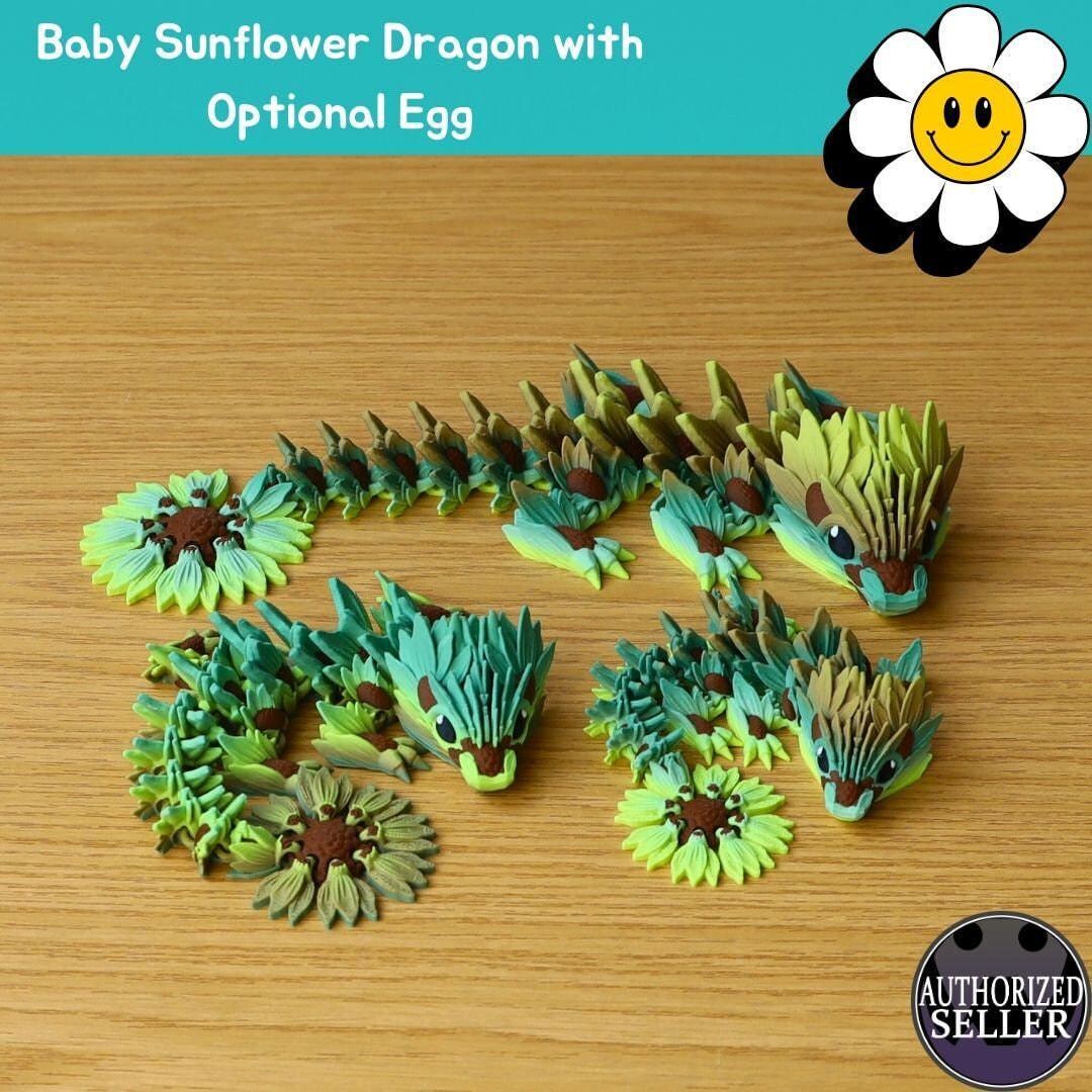 3D Printed - Baby Sunflower Dragon and Egg - Fidget - Gift - Etsy UK