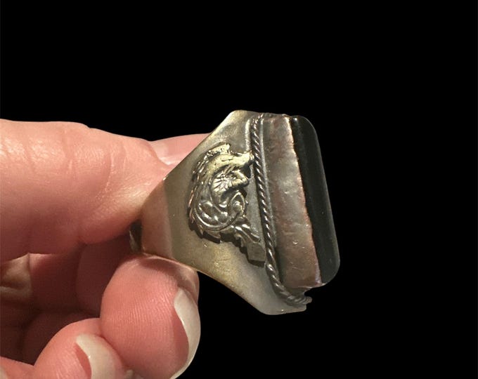 Chinese Dragon and Phoenix Ring Signed Black Onyx - Etsy