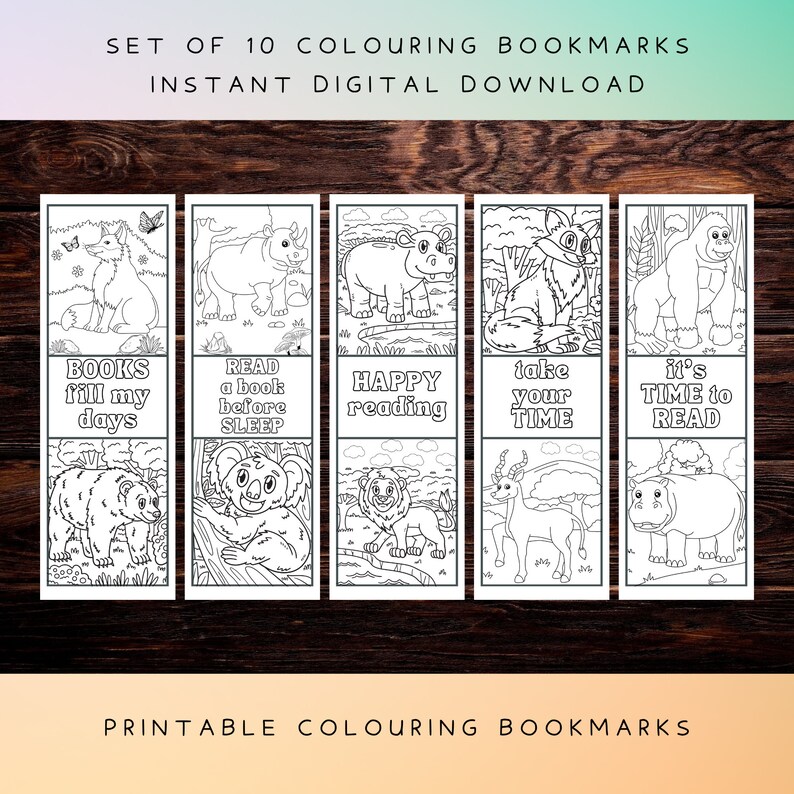 Printable Coloring Bookmarks Coloring Bookmarks Set Kids and - Etsy