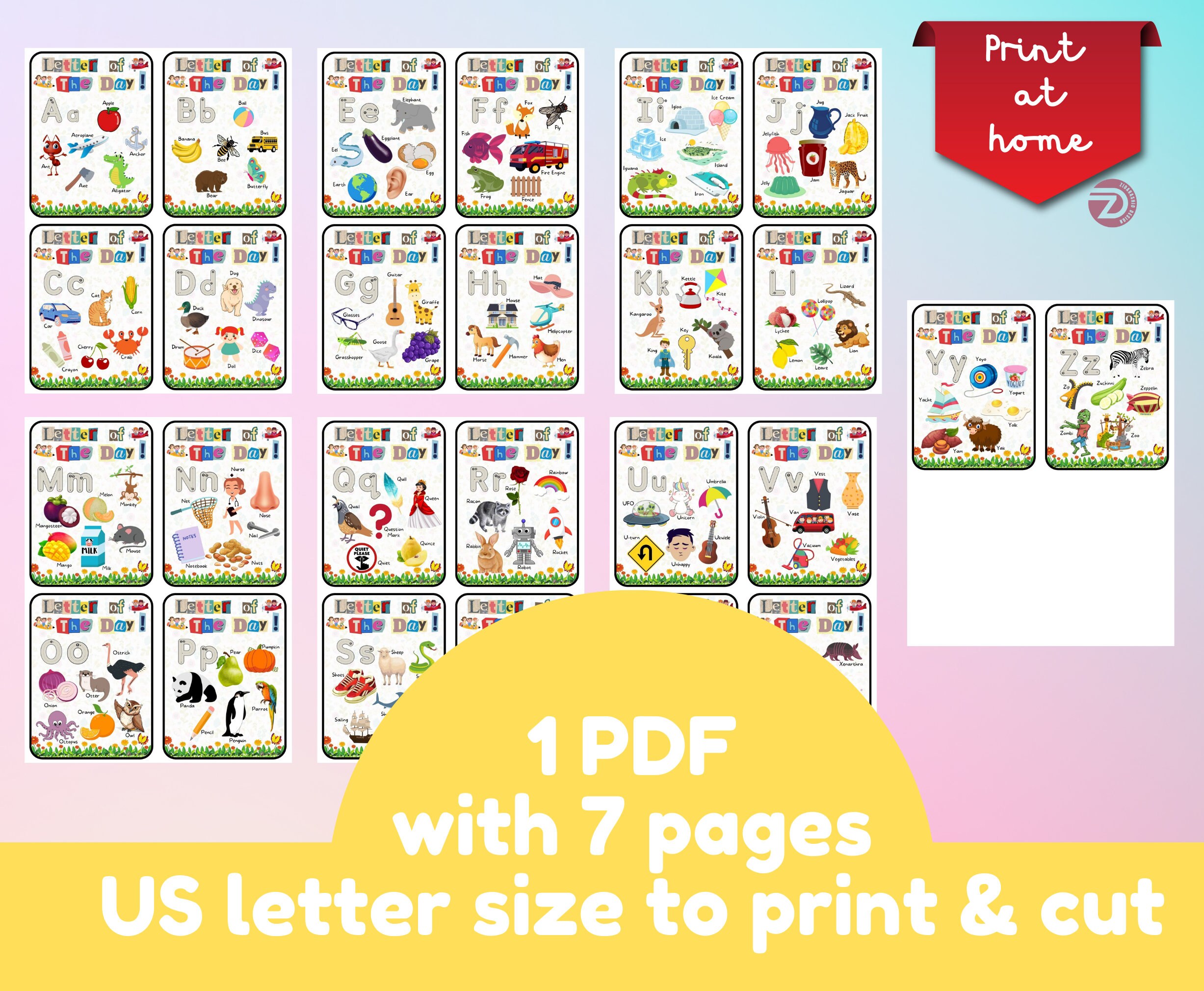 Animal Alphabet, Alphabet Flash Cards, Preschool Counting Flash Cards ...