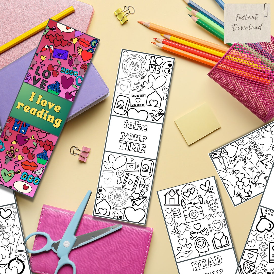 Printable Coloring Bookmarks, Coloring Bookmarks Set, Kids and Adult ...