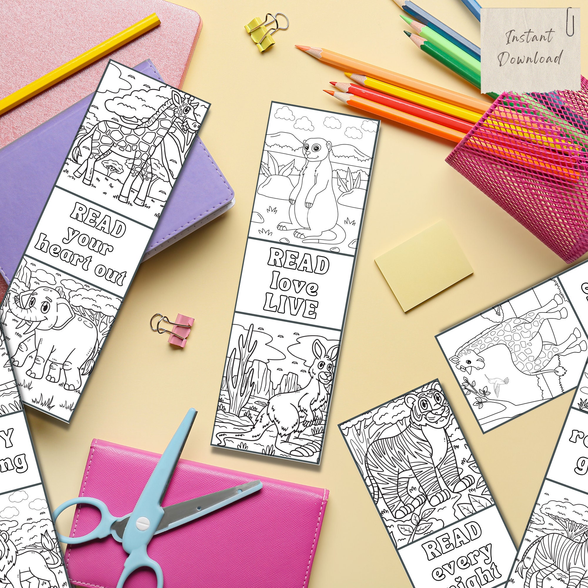 Printable Coloring Bookmarks, Coloring Bookmarks Set, Kids and Adult ...