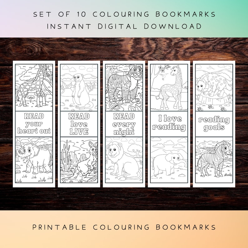 Printable Coloring Bookmarks, Coloring Bookmarks Set, Kids and Adult ...