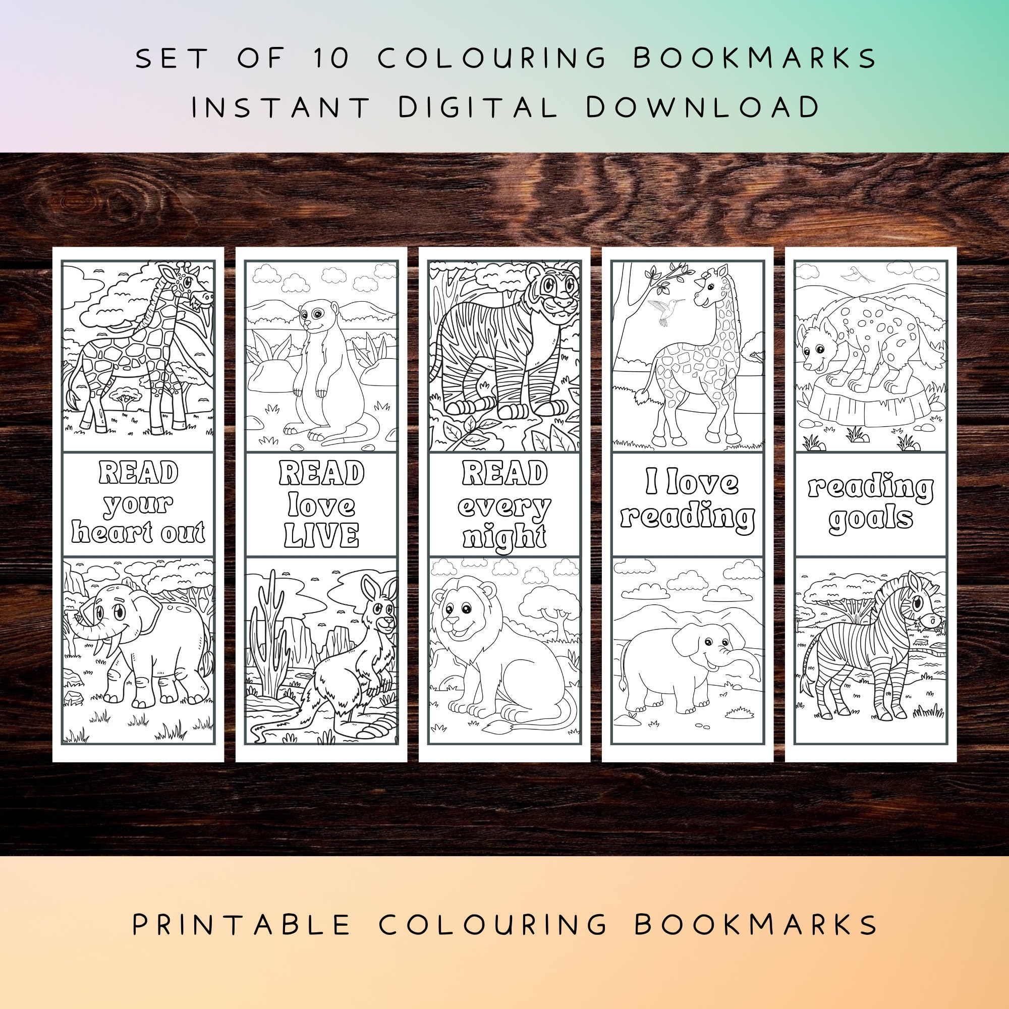 Printable Coloring Bookmarks, Coloring Bookmarks Set, Kids and Adult ...
