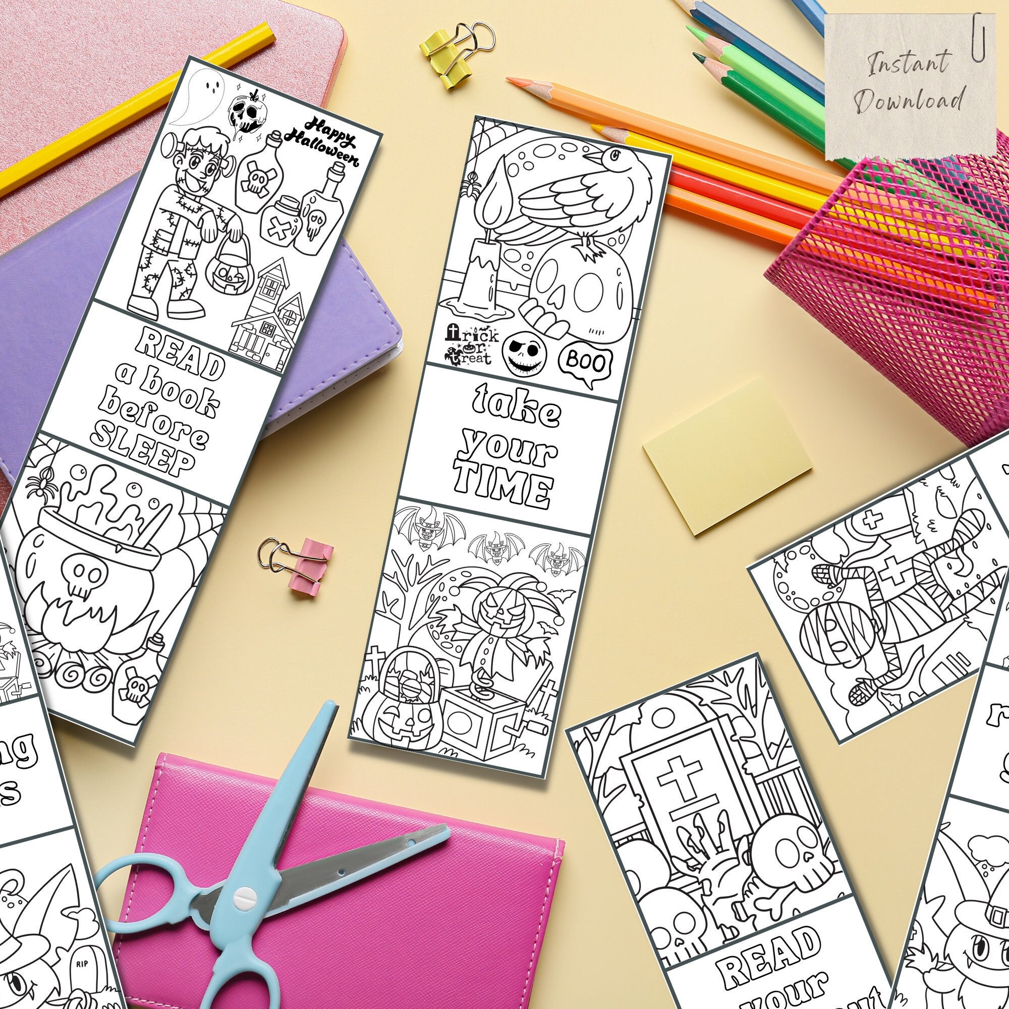 Printable Coloring Bookmarks Coloring Bookmarks Set Kids and - Etsy