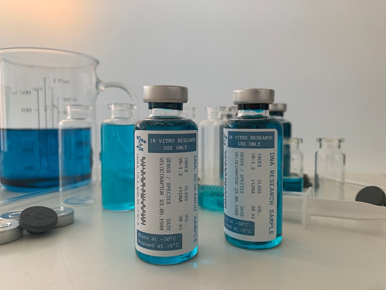 Velociraptor - DNA Vial - Jurassic Park / Jurassic World - !!PROP!! - 2 ...