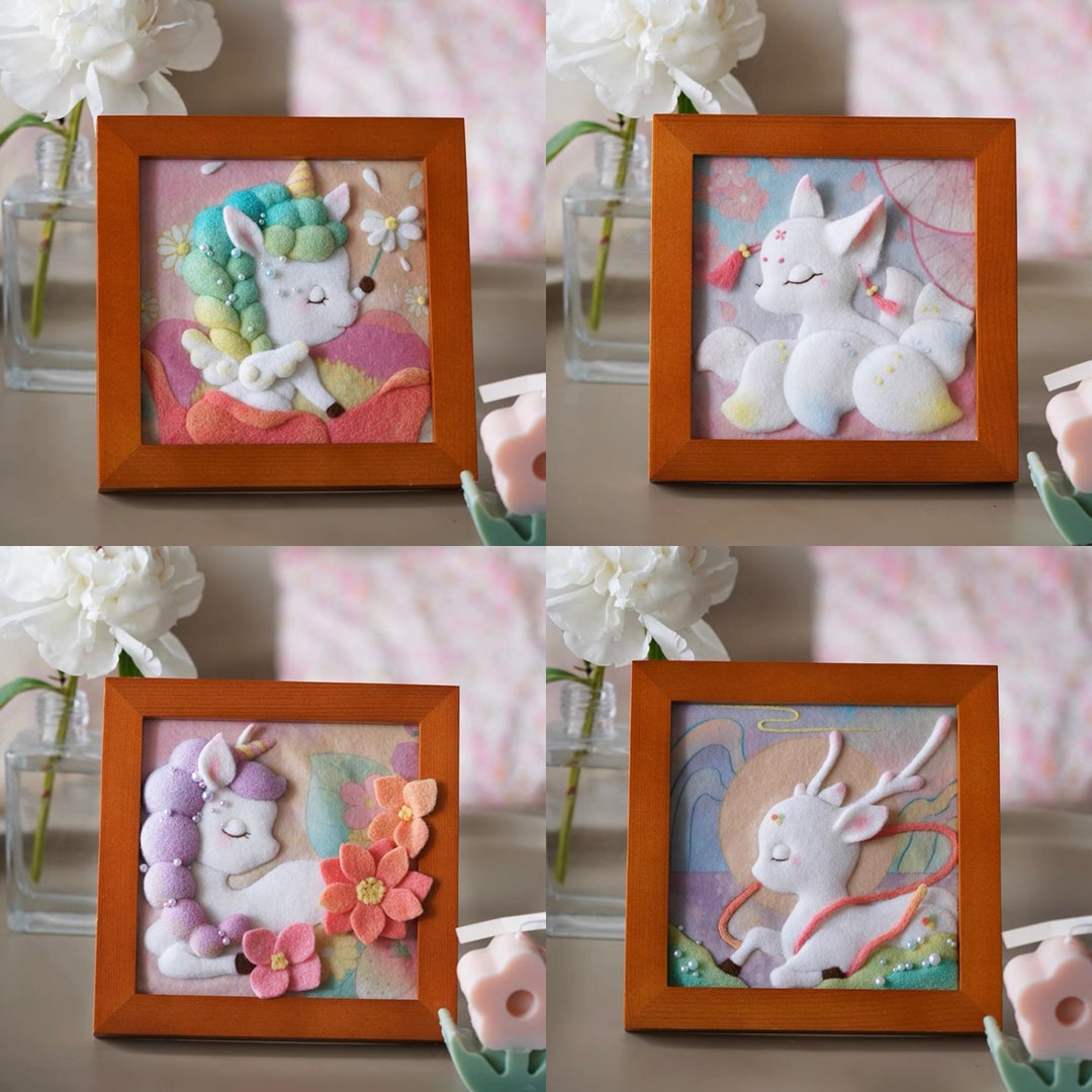 Own Design Cute Fancy Animals With Frame Wall Painting | Unicorn Nine ...