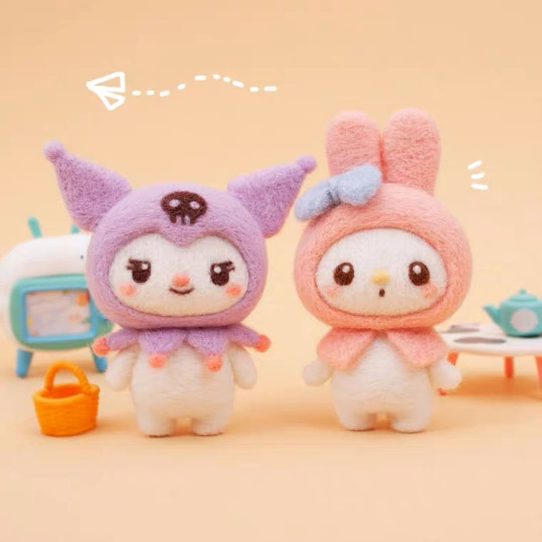 Own Design Cute Japan Cartoon My Melody Kuromi | Wool Felting DIY Kit ...