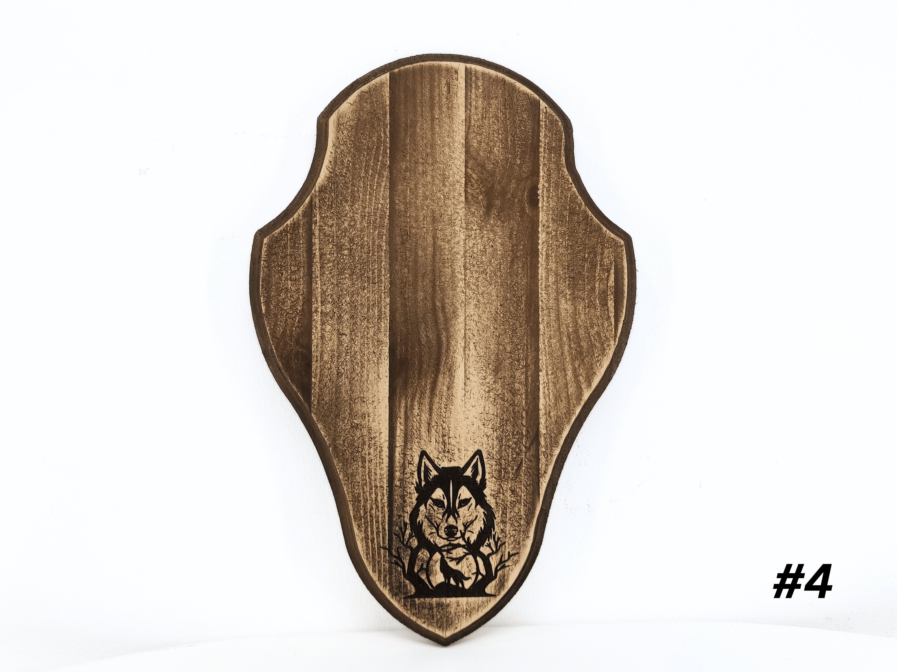 Wooden Hunting Trophy Shield for Wolf Skull, Carved Hunter's Trophy ...