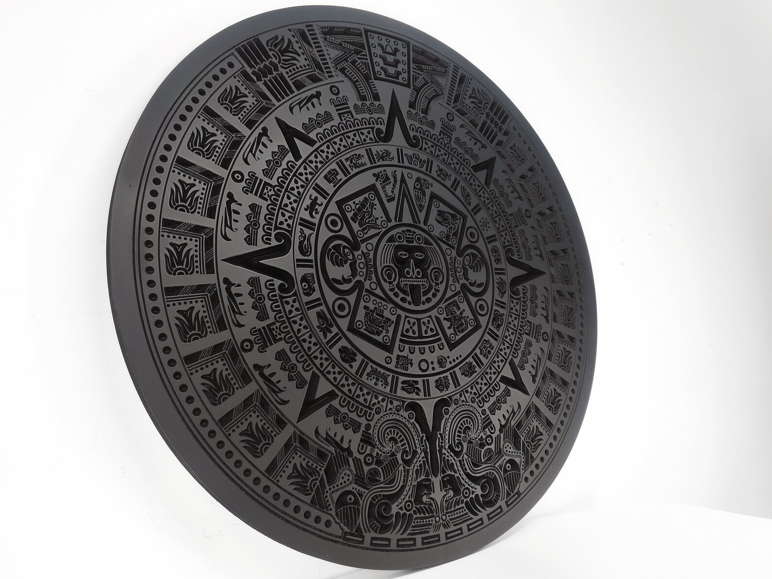 Large Wooden Mayan Calendar, Black Aztec Calendar, Ancient Mayan Decor ...