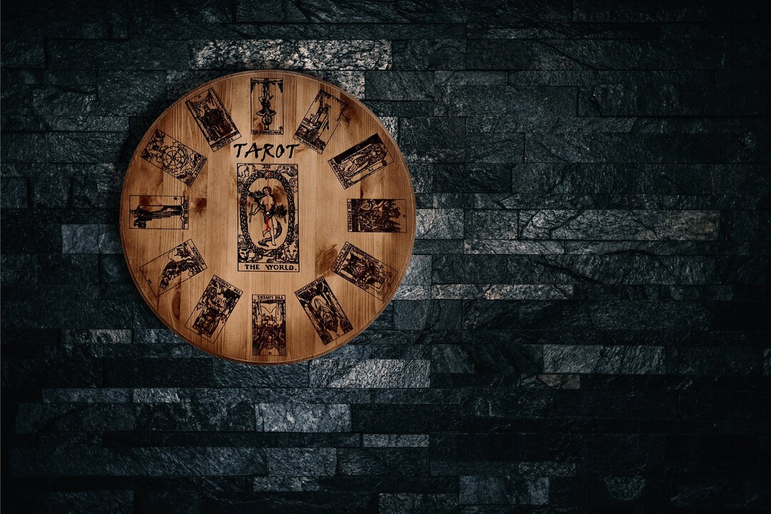 Wooden Tarot Wall Clock With Major Arcana Cards, Large Esoteric Wall ...