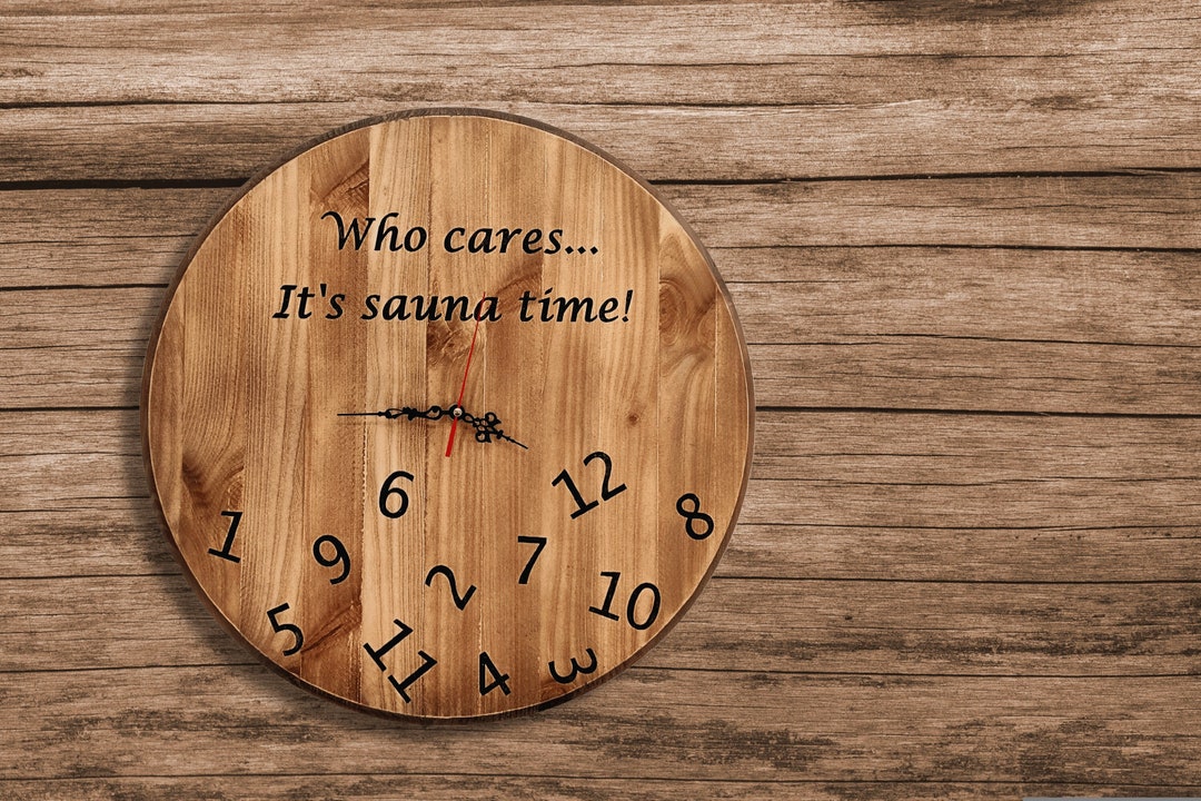 Wooden Wall Clock for Sauna, Unique Wall Clock, Large Circle Clock, SPA ...