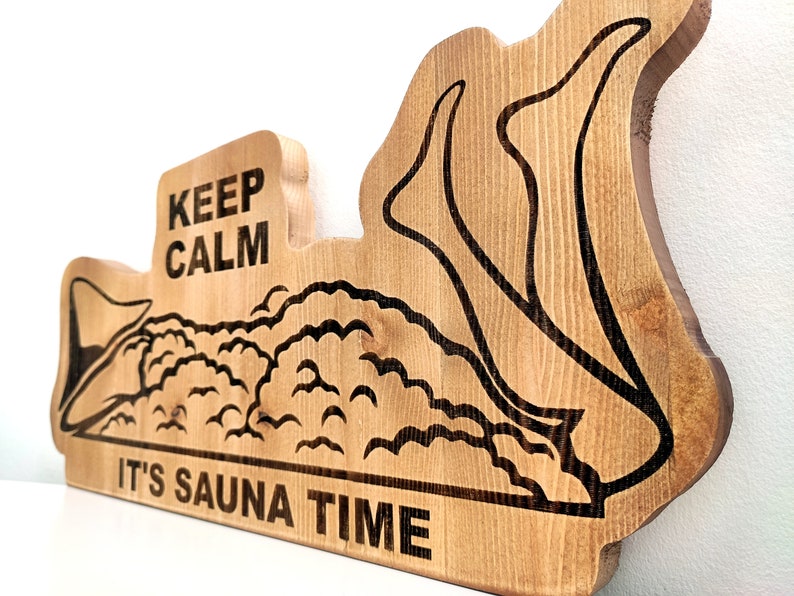 Wooden Handmade Picture for Sauna, Sauna Sign keep Calm It's Sauna Time ...