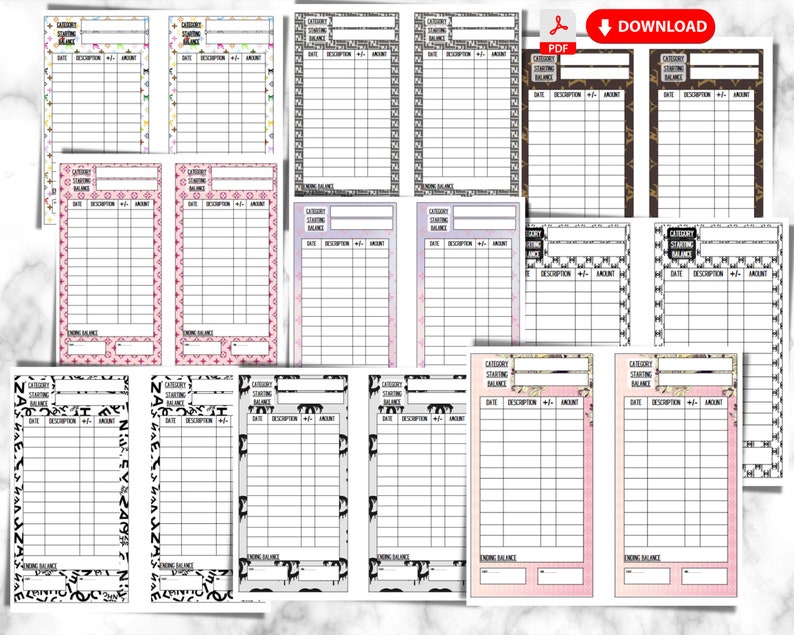 Cash Envelope Inserts, Printable Budget Trackers, Spending Tracker (3 X ...