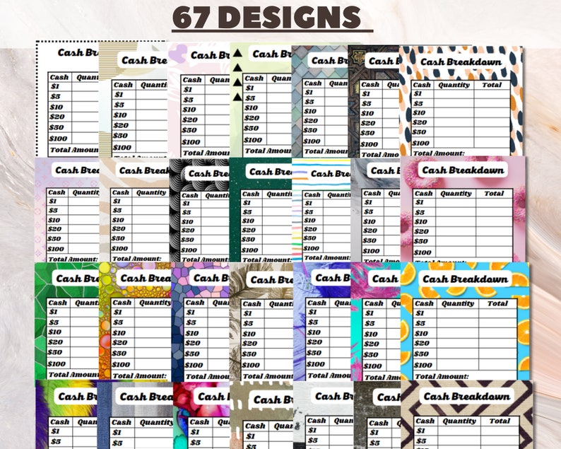 Printable 67 Cash Breakdown Cards | Cash Breakdown Slip | Bank ...