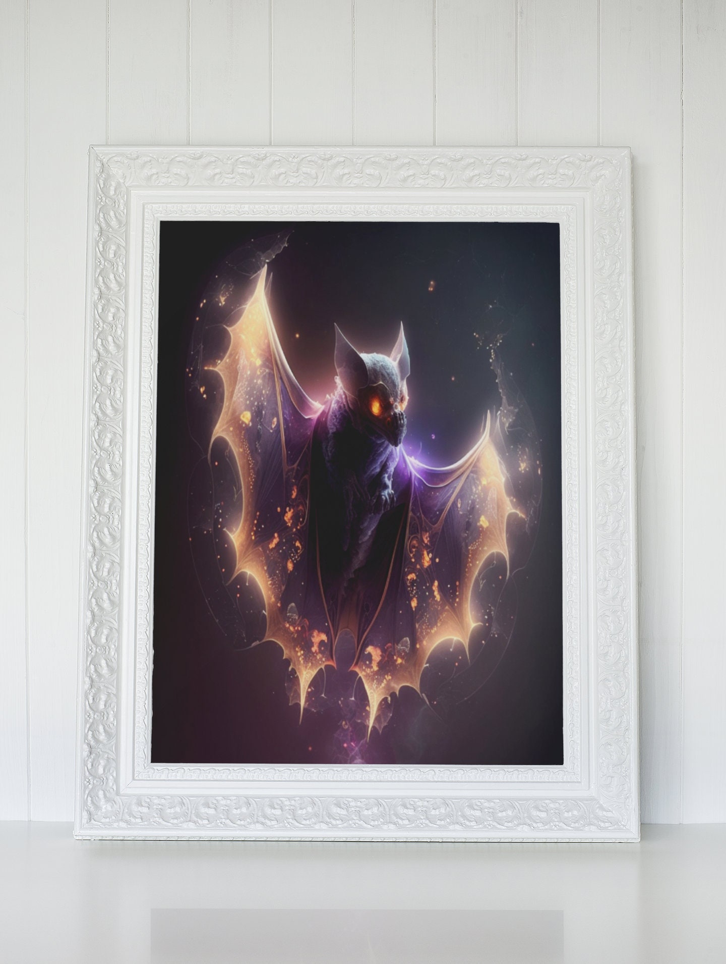 Gothic Bat Wall Art, Spooky Print Digital Wall Art, Halloween Wall ...