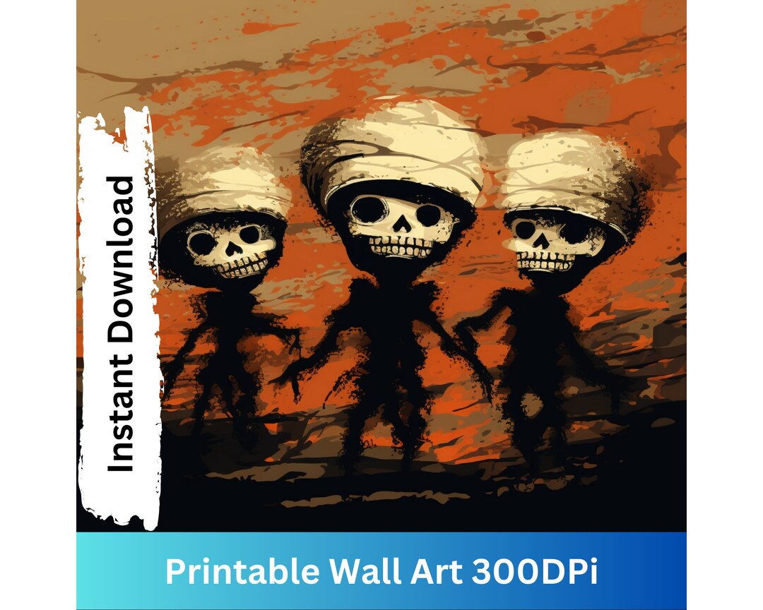 Skull Art Print, Halloween Wall Art, Digital Skull Art, Scary Wall Art ...