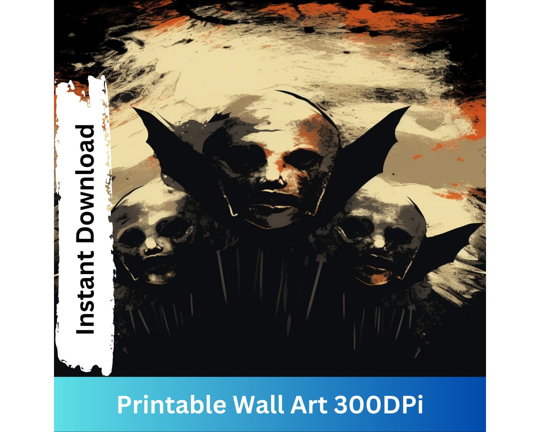 Spooky Wall Art, Halloween Wall Art, 3 Spooky Ghost Wall Decor, Digital ...