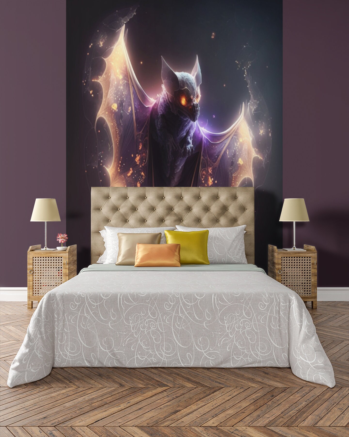 Gothic Bat Wall Art, Spooky Print Digital Wall Art, Halloween Wall ...