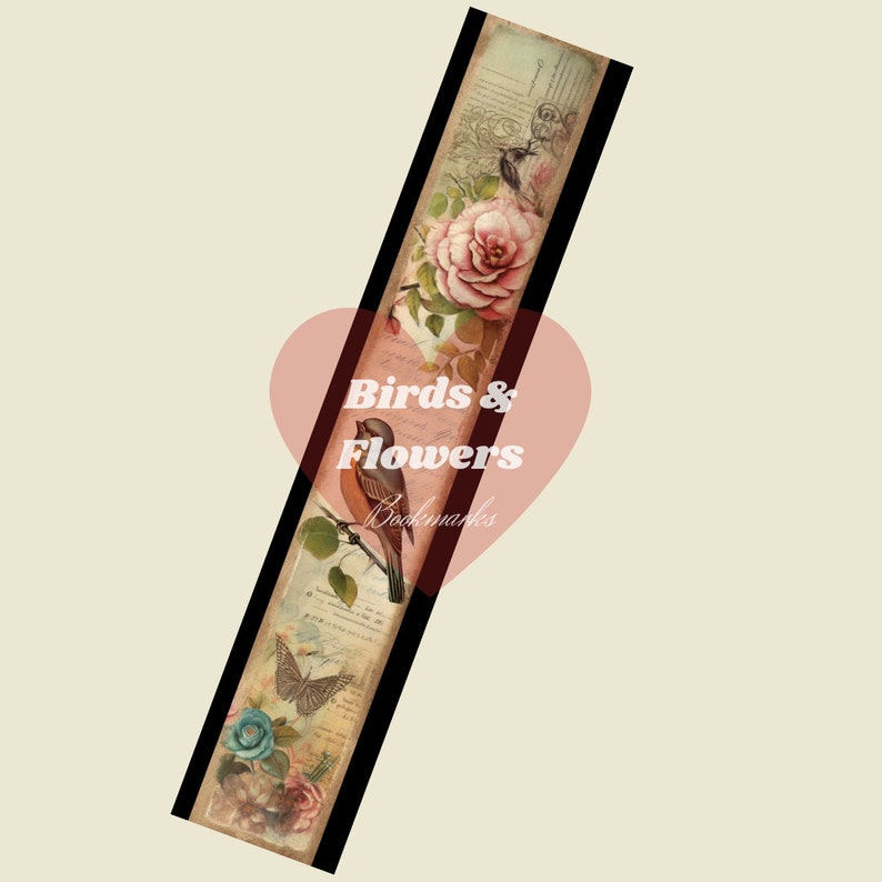 Cute Birds and Flower Bookmark Set, Digital Bookmark, Bird Bookmark ...