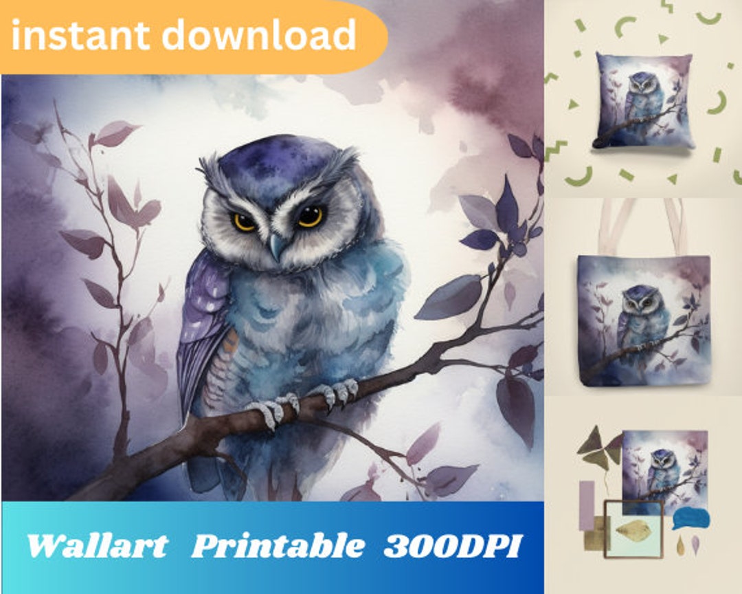 Cute Baby Owl | Digital Printing | Watercolor / Pastel | Jpg - File in ...
