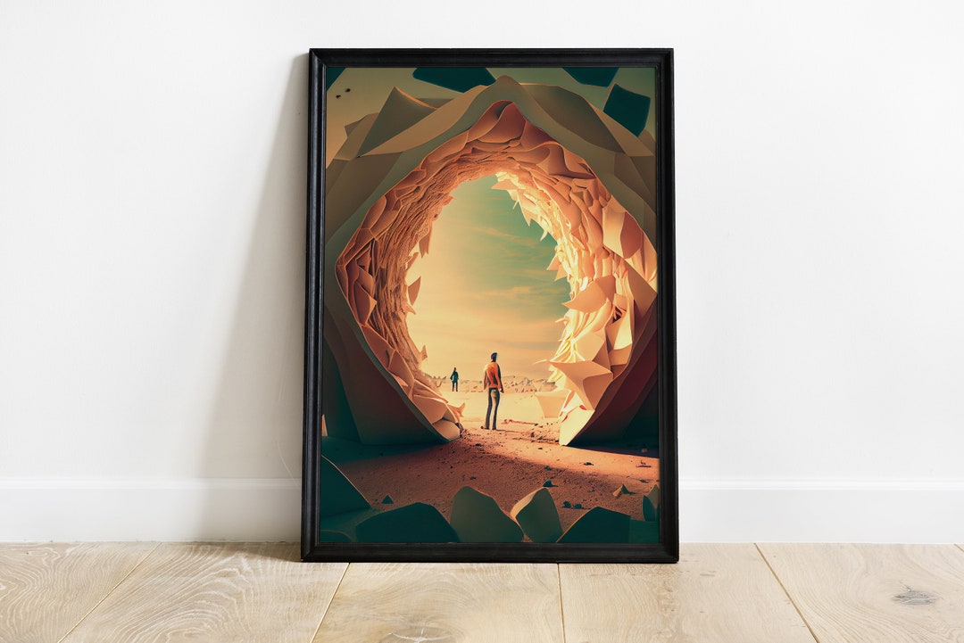 Surreal Poster Passage Landscape With a Wall and a Person - Etsy