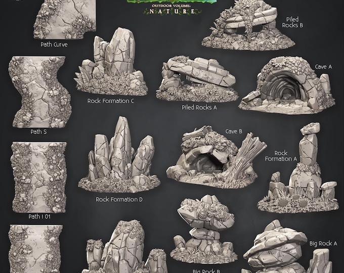 3D Forest Terrain Stl's - Path, Flowers and Caves - Etsy