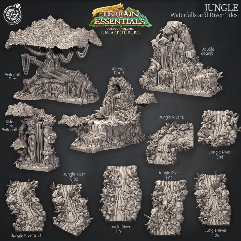 3D Jungle Terrain Stl's - Waterfalls and River Tiles - Etsy