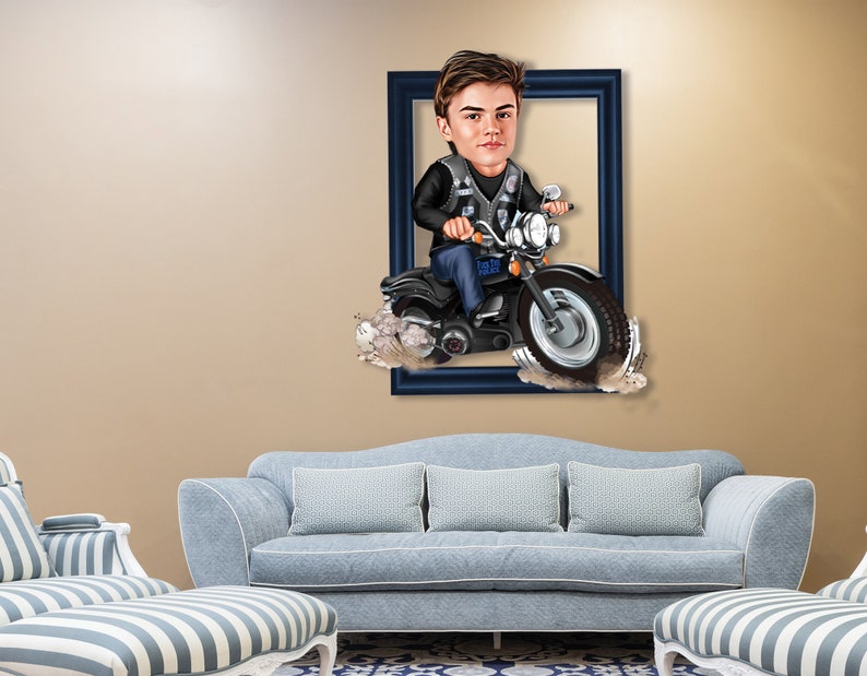 Customized Motorcycle Caricature Photo Frames, 3D Wooden Frames ...