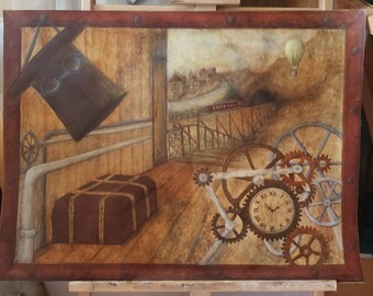 Steampunk Panel Painting - Etsy