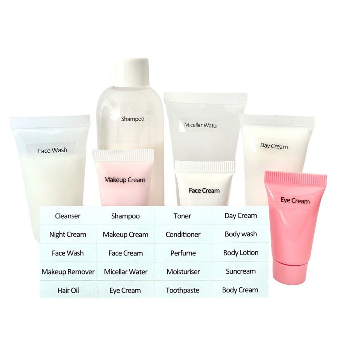 Mini Travel Bottle Labels Waterproof, Adhesive, Clear, and Glossy ...