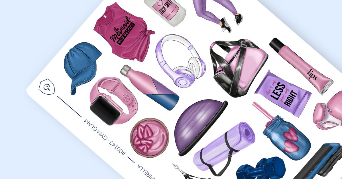 GYM GLAM Sticker Sheet / Bujo Stickers, Planner Stickers, Aesthetic ...